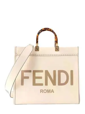 Fendi Sunshine Shopper Leather Medium Tote Bag - Neutrals
