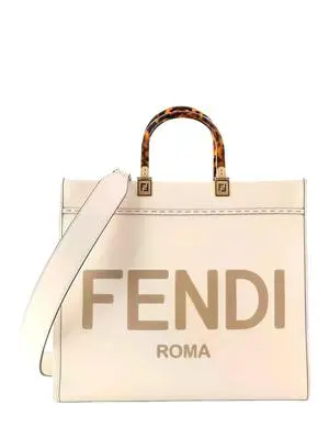 Fendi Sunshine Shopper Leather Medium Tote Bag - Neutrals