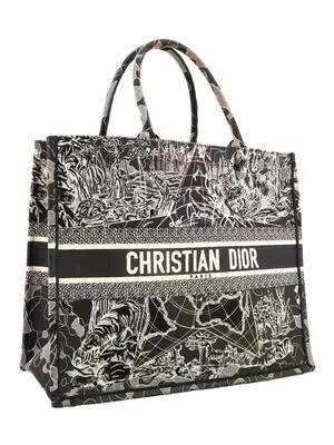 Dior Book Embroidered Canvas Large Tote Bag - Black