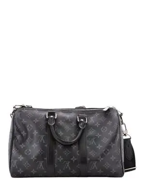 LOUIS VUITTON Keepall Bandouliere Bag Reverse Monogram Eclipse Canvas 35 Travel Bag Black