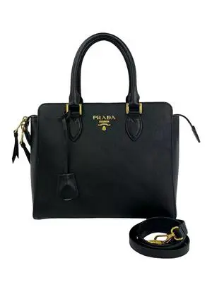 Prada 2010-2026 Saffiano And Soft Calf Satchel - Black