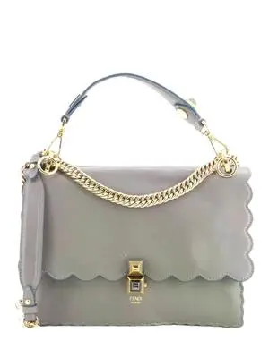 Fendi Kan I Bag Leather Medium Shoulder Bag - Grey