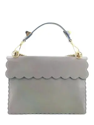 Fendi Kan I Bag Leather Medium Shoulder Bag Grey