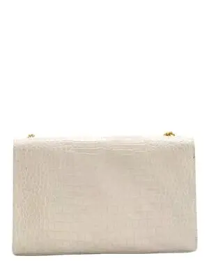 Saint Laurent Classic Monogram Tassel Crocodile Embossed Leather Medium Crossbody Bag - Neutrals