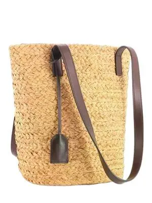 SAINT LAURENT Panier Basket Shopper Raffia Small Tote Bag
