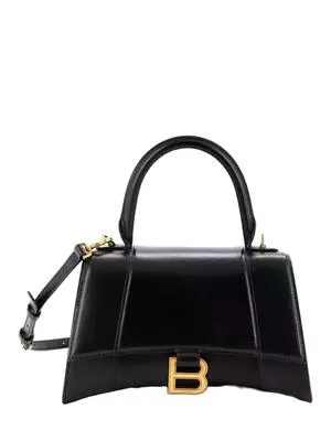 Balenciaga Hourglass Top Handle Bag Leather Small Satchel - Black