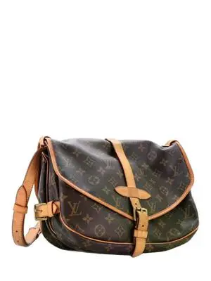 LOUIS VUITTON Saumur Handbag Monogram Canvas 30 Crossbody Bag - Brown