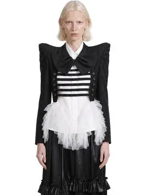 Noir Kei Ninomiya Lace Open Blazer - Black