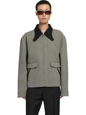 Marni Sculptural Collar Tweed Jacket - Beige