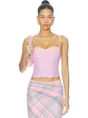 TIGER MIST Tiger Mist Caline Ruched Corset Top In Pink.