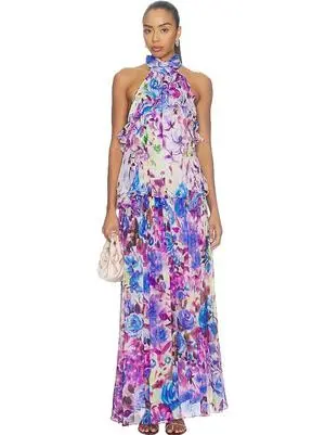 LA FUORI Ivy Inked Floral In Purple - Print