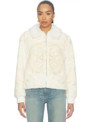 Casablanca Printed Faux Fur Jacket In Neutral - Carpet