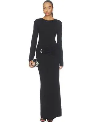 Shona Joy Miro Long Sleeve Gathered Maxi Dress - Black
