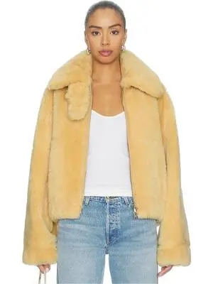 Helmut Lang Shearling Bomber Jacket In Tan - Cornsilk
