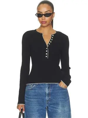525 AMERICA 525 America Emmeline Rib Layered Henley In Black.