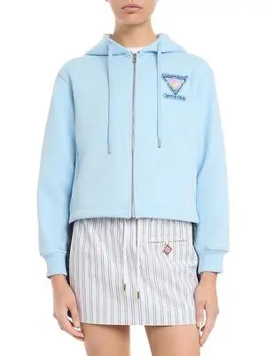 Casablanca Tennis Club Icon Cropped Zip Hoodie - Blue
