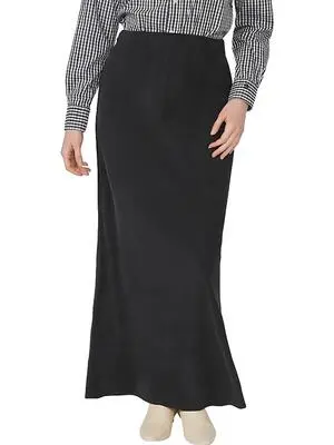 POINT Brushed Straight Maxi Skirt Navy