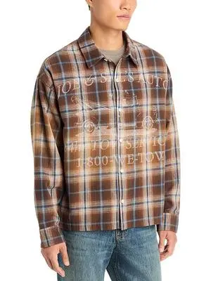 PACSUN Joe Loose Plaid Logo Flannel Shirt - Multi