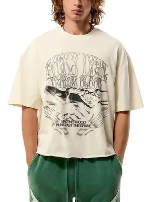 PACSUN Brotherhood Cotton Crewneck Graphic T-shirt - Beige