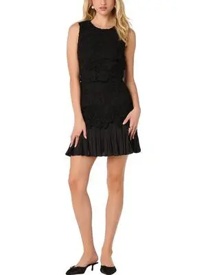 Astr The Label Berklee Lace Pleated Minidress - Black