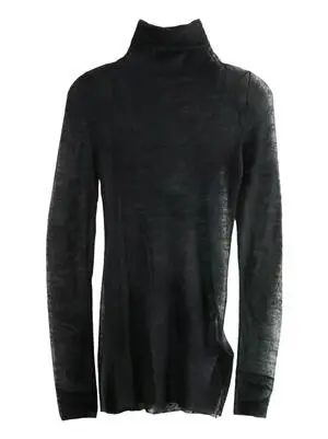 YEHUAFAN Semi-sheer Roll-neck Top - Black