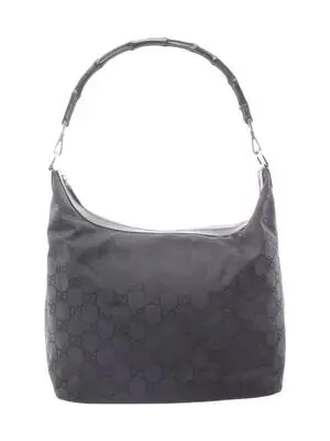 Gucci 2000s Bamboo Gg Shoulder Bag - Black
