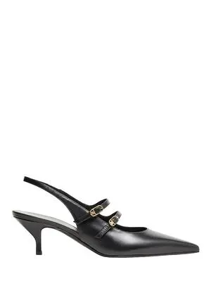Celine Judy Double Strap Mary Jane Slingback Calfskin - Black