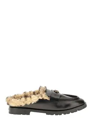 Pinko Nora Padded Leather Sabots - Black