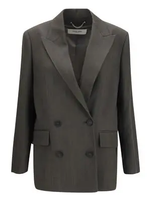 GOLDEN GOOSE Double-breasted Blazer With Drawstring - Green