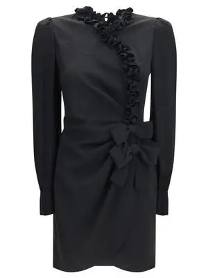 ALESSANDRA RICH Silk Jacquard Mini Dress With Ruffles