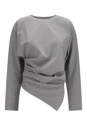 GANNI Asyetric Draped Stretch Cotton Top Feale