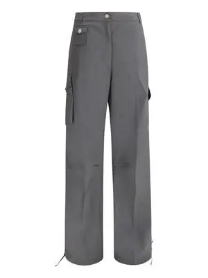 GANNI Stretch Cotton Cargo Pants - Grey