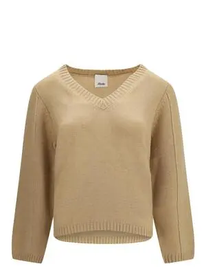 ALLUDE V-neck Cashere Sweater Feale - Beige