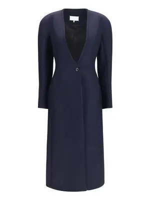 MAISON MARGIELA Long Virgin Wool Coat - Blue