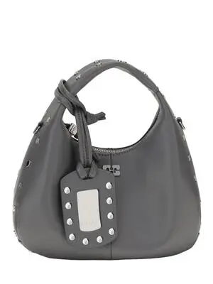 GANNI Mini Studded Hobo Handbag - Grey