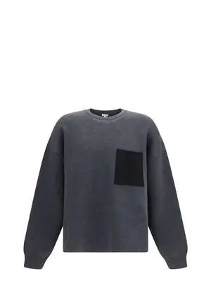 Loewe Anagram Cotton-blend Weathirt With Pocket - Grey
