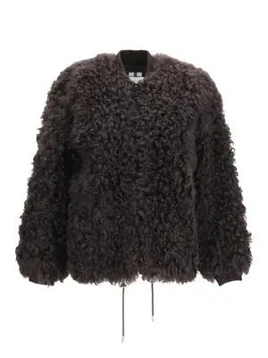 SWORD 6644 Teddy-effect Faux Fur Jacket - Grey