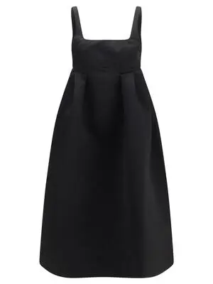 GANNI Duchesse Satin Midi Dress With Corset