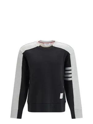 Thom Browne Colorblock Crewneck Sweatshirt With 4-bar Detail - Grey