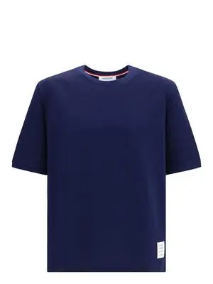 Thom Browne Jersey T-shirt With Ribbed Cuffs - Blue