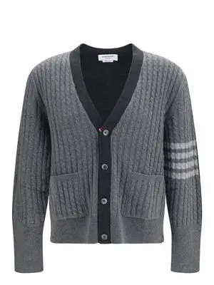 THOM BROWNE Virgin Wool V-neck Cardigan