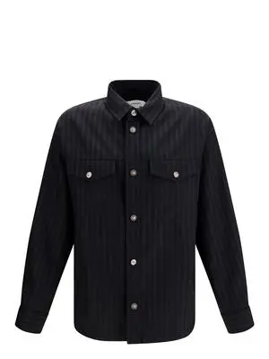 Versace Greca Monogram Jacquard Wool Shirt - Black