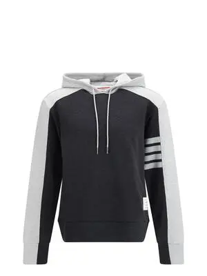 Thom Browne Loopback Colorblock Hooded Sweatshirt - Grey