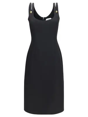Versace Midi Grain De Poudre Wool Dress - Black