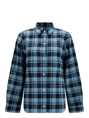 Off-White Check Flannel Padded Overshirt - Light Blue