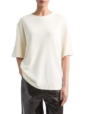 RÓHE Oversize Cotton & Wool Blend T-shirt Cream