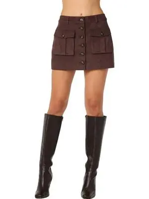 Astr The Label Becky Faux Suede Miniskirt - Truffle