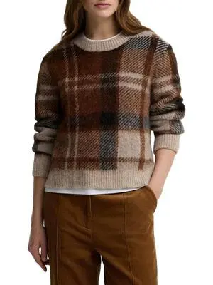 Barbour Glendyn Plaid Crewneck Sweater - Brown Multi