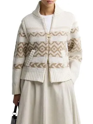 Barbour Maplewood Zip Cardigan - Cream Multi