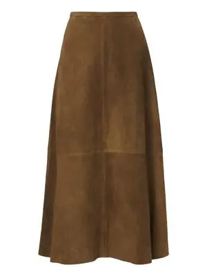 JOSEPH Helius Suede Midi Skirt - Brown